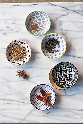 Now Designs Pinch Bowls, Bits & Dots, Assorted Colors - DIA 3.75 in x 1 in, 2oz | Set of 6.