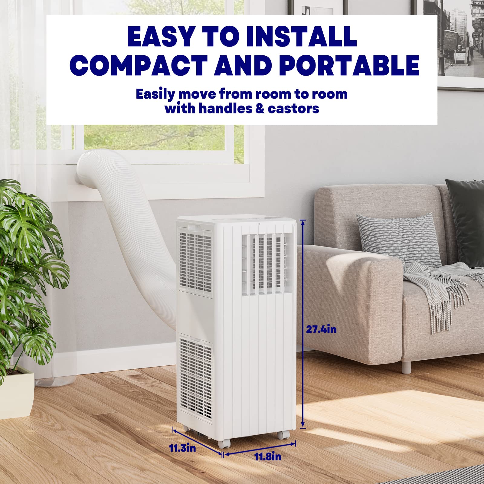 Acekool 8000BTU Portable Air Conditioner, Portable AC Unit with Remote Control, Energy-Efficient Cooling for 350 Sq.ft Spaces, 3-In-1 Cool, Fan, Dehumidify Modes, Portable AC for bedroom room indoor