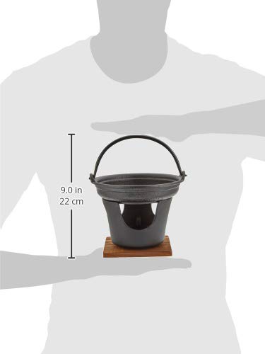Asahi QSK41 Iron Southern Sukiyaki Pot Stove Set, Cast Iron/Wooden Base: Natural Wood, Japan
