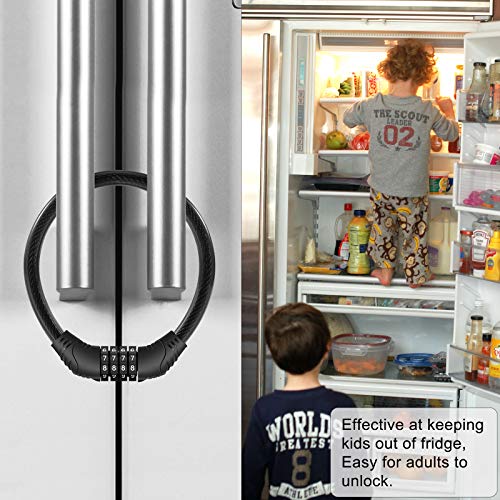 Rofio 2 Pack Refrigerator Lock, Upgraded 4 Digit Fridge Lock for French-Door Refrigerators, Cabinet Locks, Easy to Set and Use