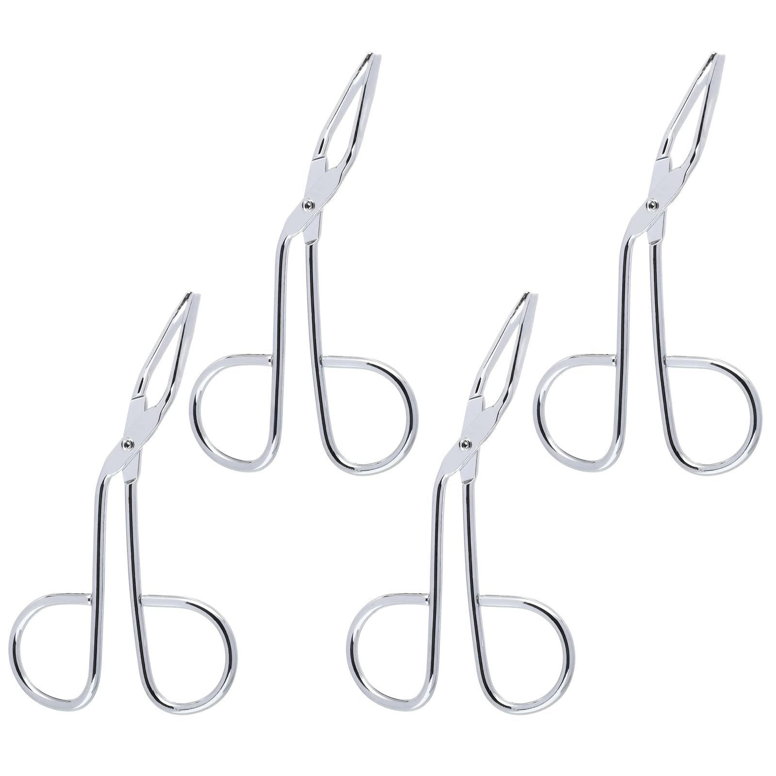 4 Pieces Curved Eyebrow Tweezer Stainless Steel Scissors Handle Tweezer Clip Facial Hair Plucker Eyebrow Remover Brow Shape Grooming Tools by NUOMI for Men and Women, Portable, Silvery