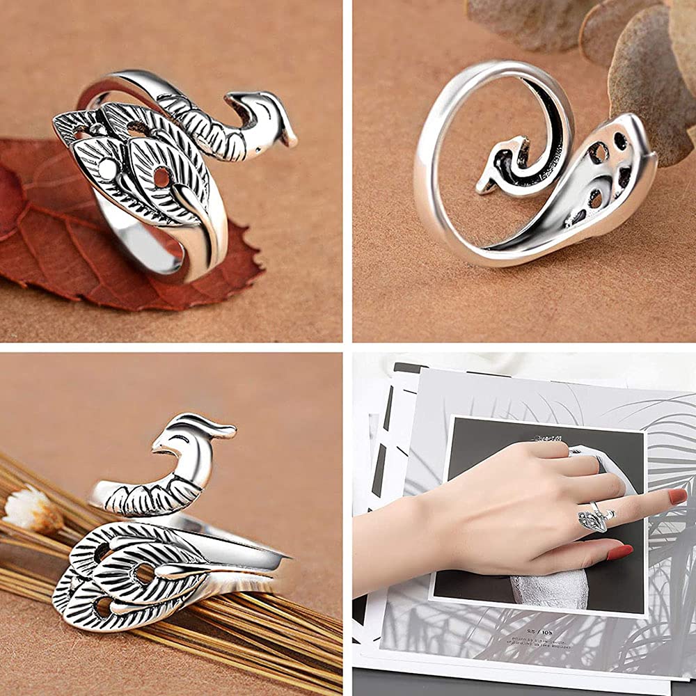 6 Pcs Adjustable Knitting Loop Crochet Loop Knitting Accessories, Hand-Made Silver-Plated Copper Rings, Faster Crocheting, Advanced Peacock Ring, Yarn Guide Finger Holder Knitting Thimble