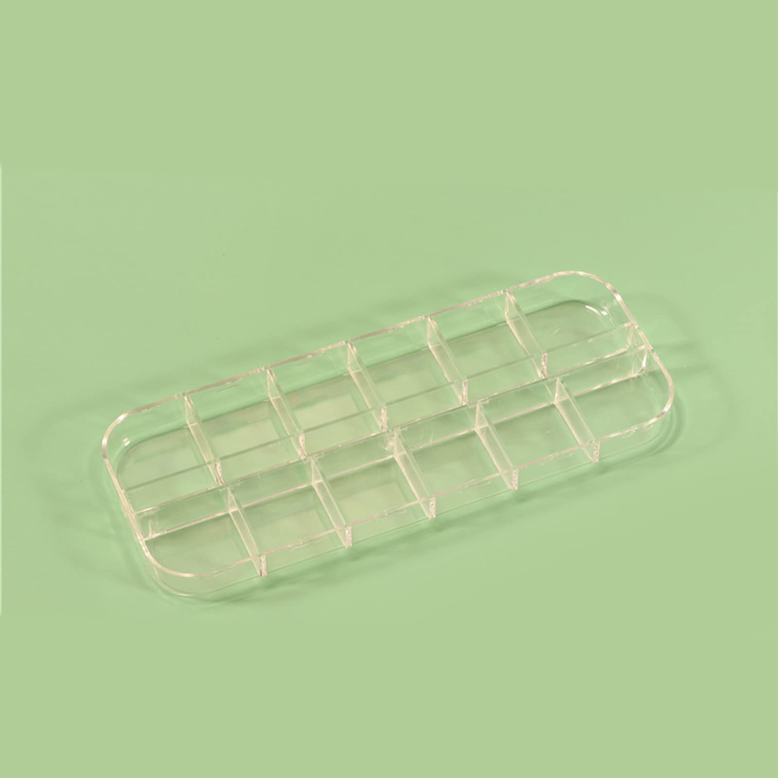 6PCS Nail Art Tool Jewelry Storage Box, 12 Compartments Plastic Rhinestone Organizer Container Case, Transparent Earrings Organizer Rectangular Jewelry Organizer (A)
