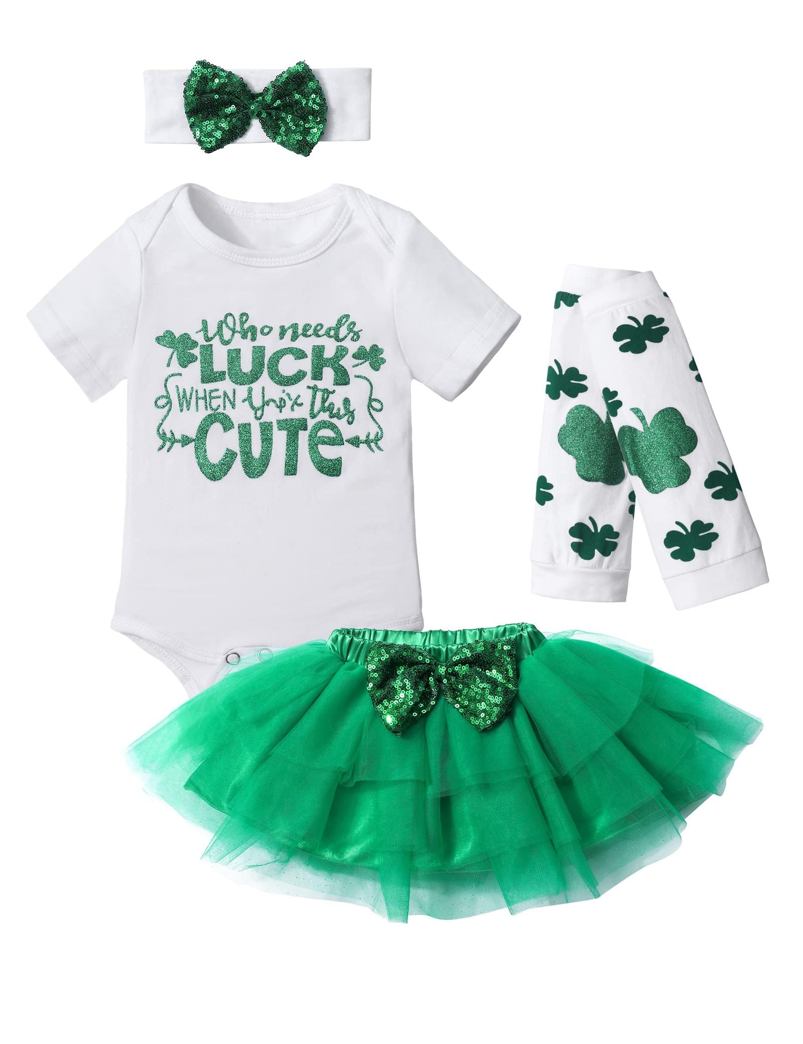 Von kilizo St Patricks Day Baby Girl Outfit Lucky Short Sleeves Romper Tutu Dress Baby Girl St Patricks Day Outfit Baby St Patricks Day Outfit Girl 0-3 Months