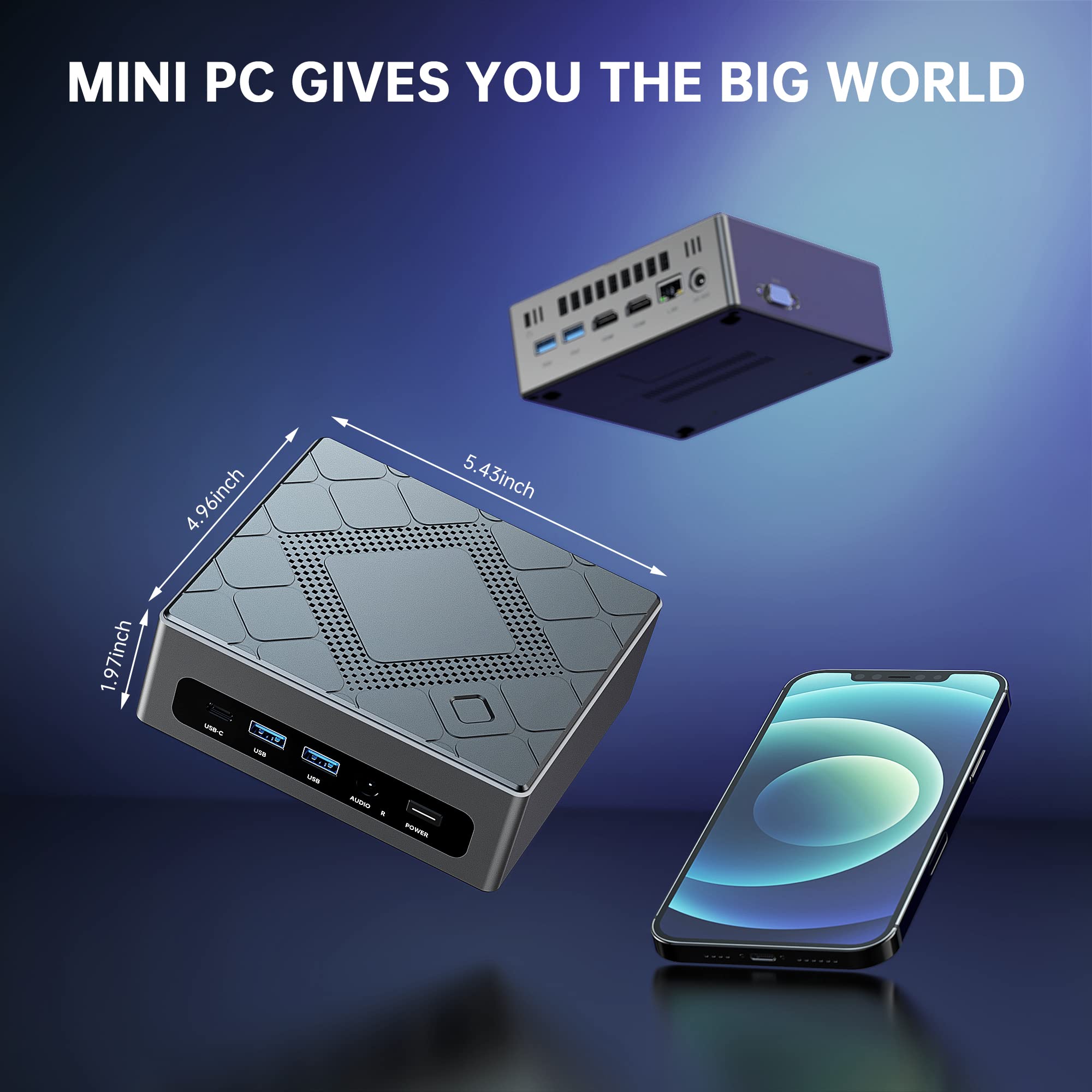 ACEMAGICIAN Mini PC Intel i7 10810U, 16GB RAM 512GB M.2 2280 SSD Mini Computers, Mini Desktop Computer Windows 11 Pro 4K/WiFi5/BT 4.2/Dual HDMI/LAN/USB 3.0/VESA/Auto Power On/Office Home