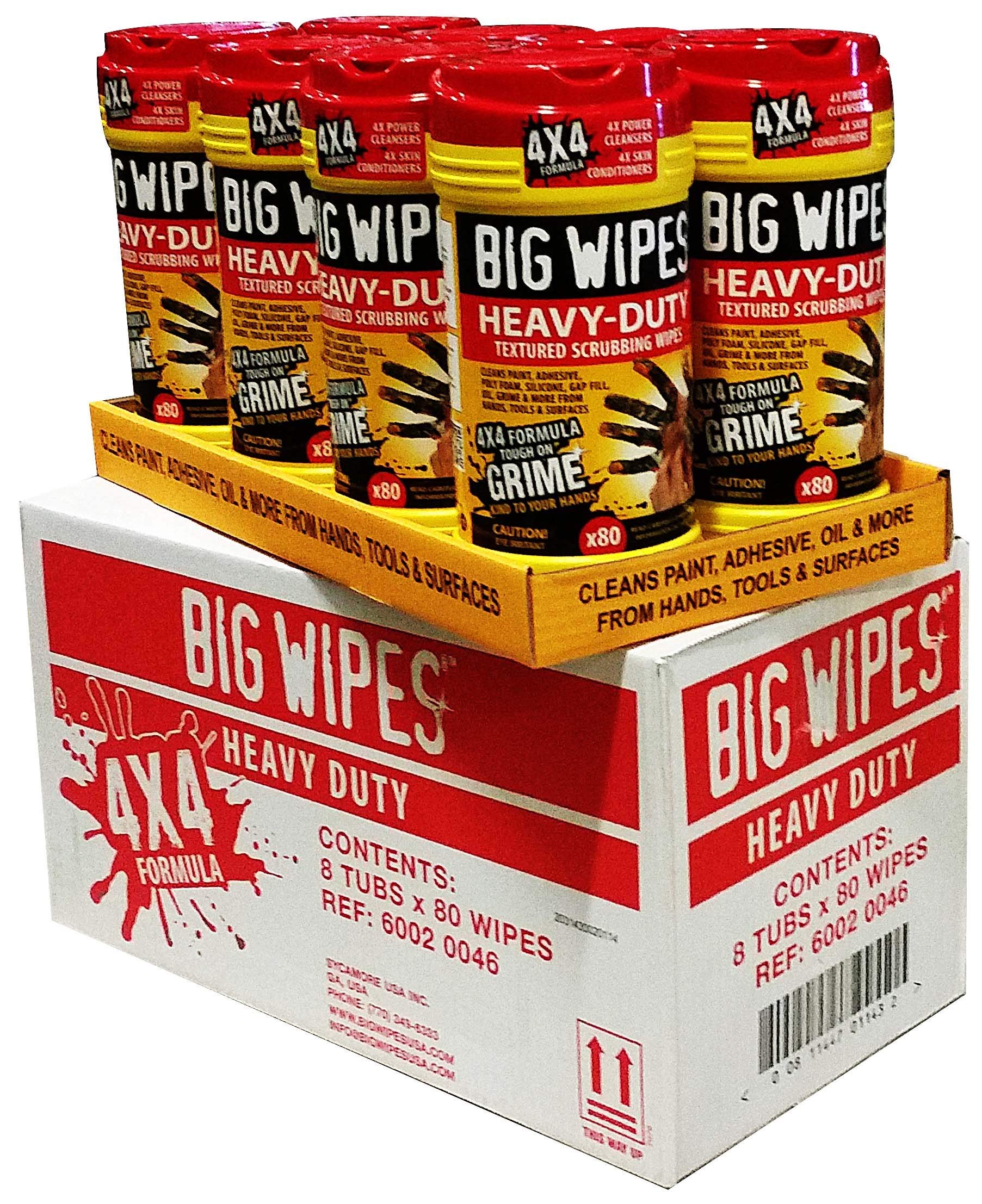 Big Wipes"Red Top" Heavy Duty Industrial Textured Scrubbing Wipes (Pack of 8)