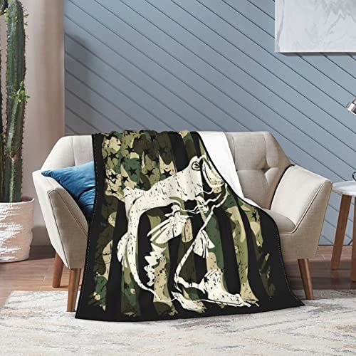Bass Fish Flag Green Blanket Soft Lightweight Throw Blanket Comfortable Warm Bed Blanket for Bedroom Living Room Sofa Couch(50"x40")