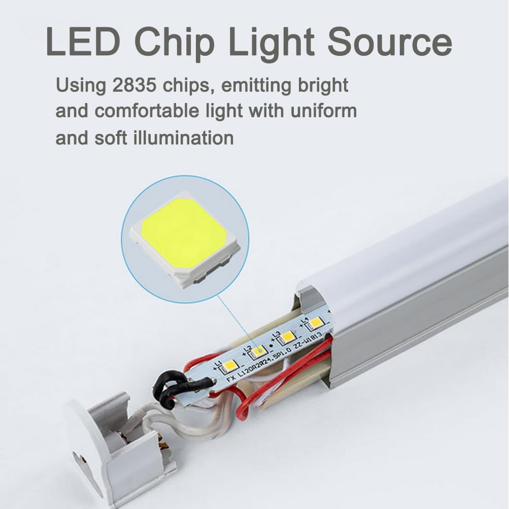 Aolyty LED T5 Shop Light, Integrated Single Fixture Super Bright Easy to Install Linkable Tube Lights 10-Pack for Garage, Warehouse, Home, office (White Light(6500K), 4FT)