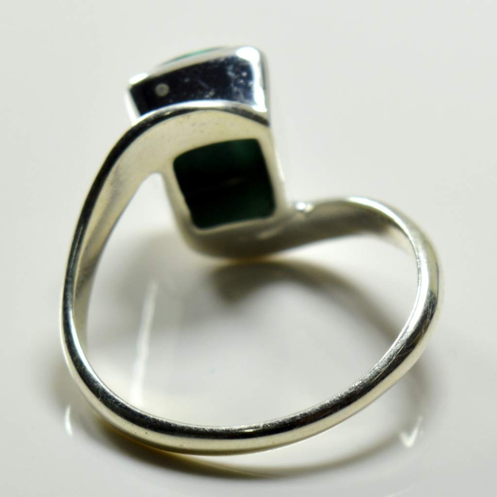 55Carat Genuine Malachite Rings 925 Sterling Silver Green Gemstone Handcrafted Jewelry for Gift Size 4-13