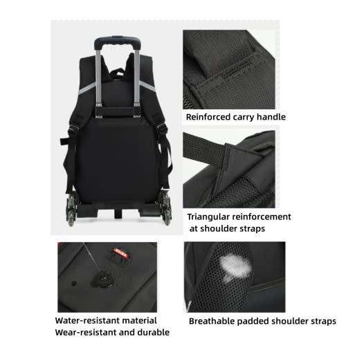 Rolling Backpack for Kids Luggage BookBag with Wheels Middle School Trolley Bag Wheeled Travel Backpack for Girls & Boys