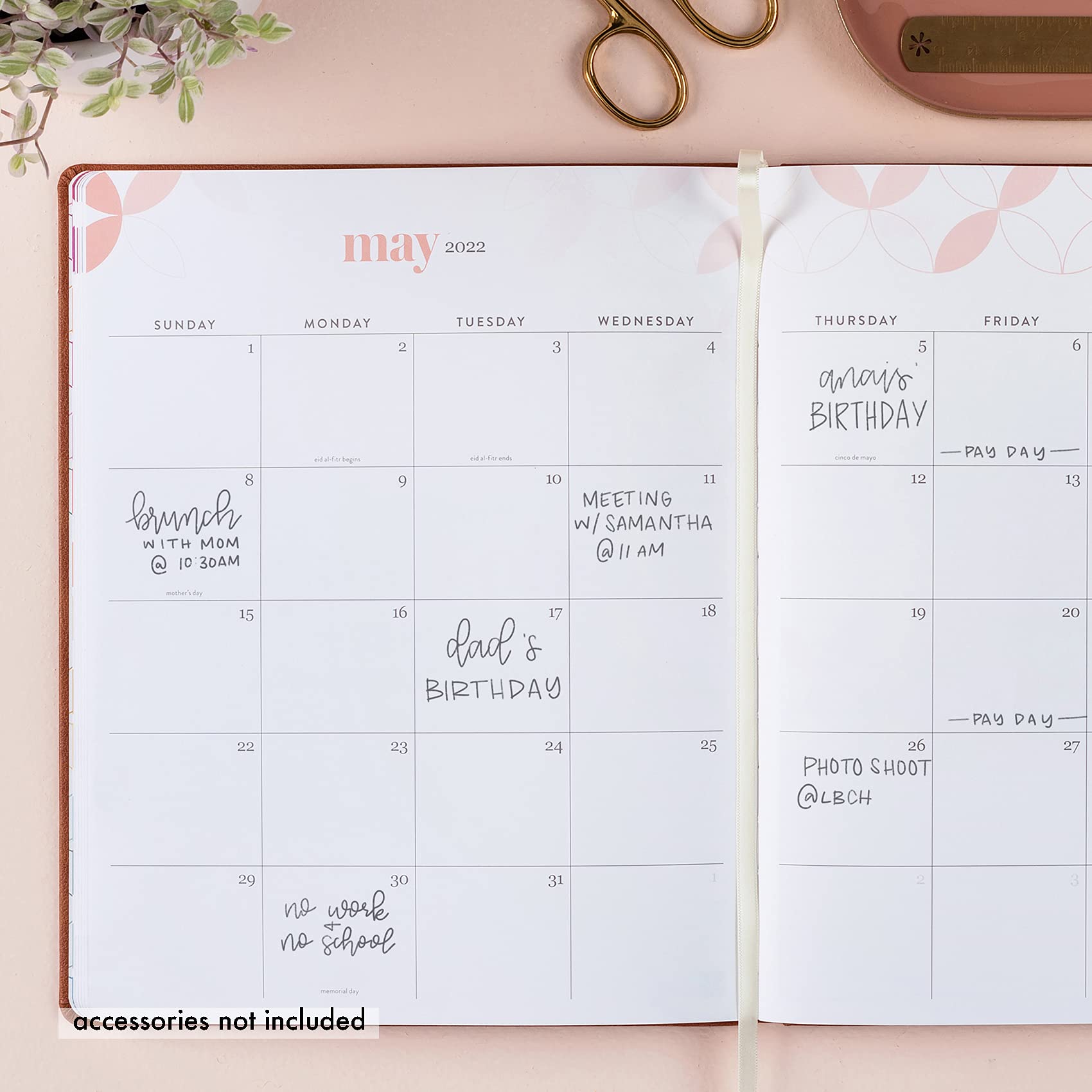 8” x 10” 12 Month Soft Bound Life Planner ( Jan 2022 – Dec 2022 ) – Camel Cover + Mid Century Circles Interior Pages. Vertical Weekly and Monthly Agenda by Erin Condren
