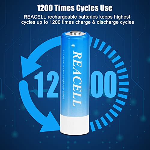 REACELL Rechargeable AA AAA Battery Combo 24 Pack, High Capacity 1.2V NiMH AA and AAA Rechargeable Batteries (12 Pack 2800mAh Double A Batteries & 12 Pack 1100mAh Triple A Batteries)