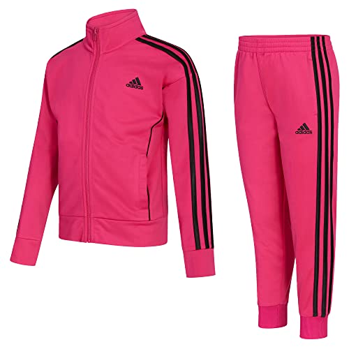adidas Girls' Little Tricot Jacket & Jogger Active Clothing Set, Light Pink, 4