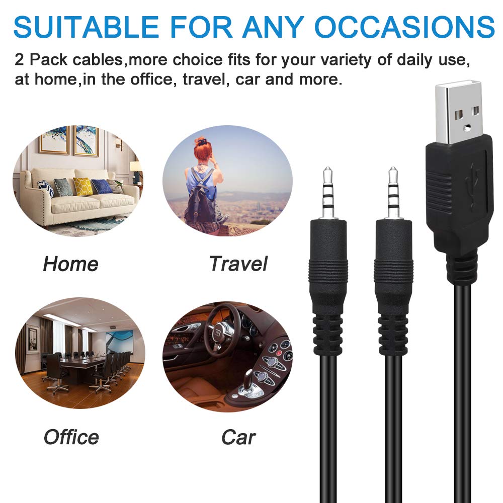 SCOVEE USB to 2.5mm Male AUX Audio Jack Charging Cable for JBL Synchros S300 S300I S300a S400BT J56BT E40BT E30 E40 E50BT S500 S700 Headphones Stereo Power Wire for JBL Charger Cord