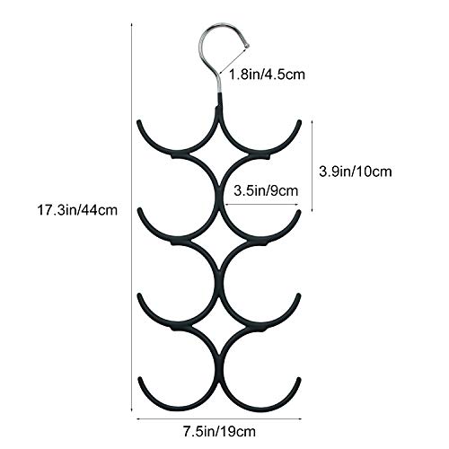 Yizhi Scarf Hanger Organizer Holder, No Snag Belt Rack Tie Hanger Sturdy 8 Hook Space Saving Closet Accessory Organizer for Scarves, Ties, Belts, Shawls, Pashminas and Jewelry (2, Black)