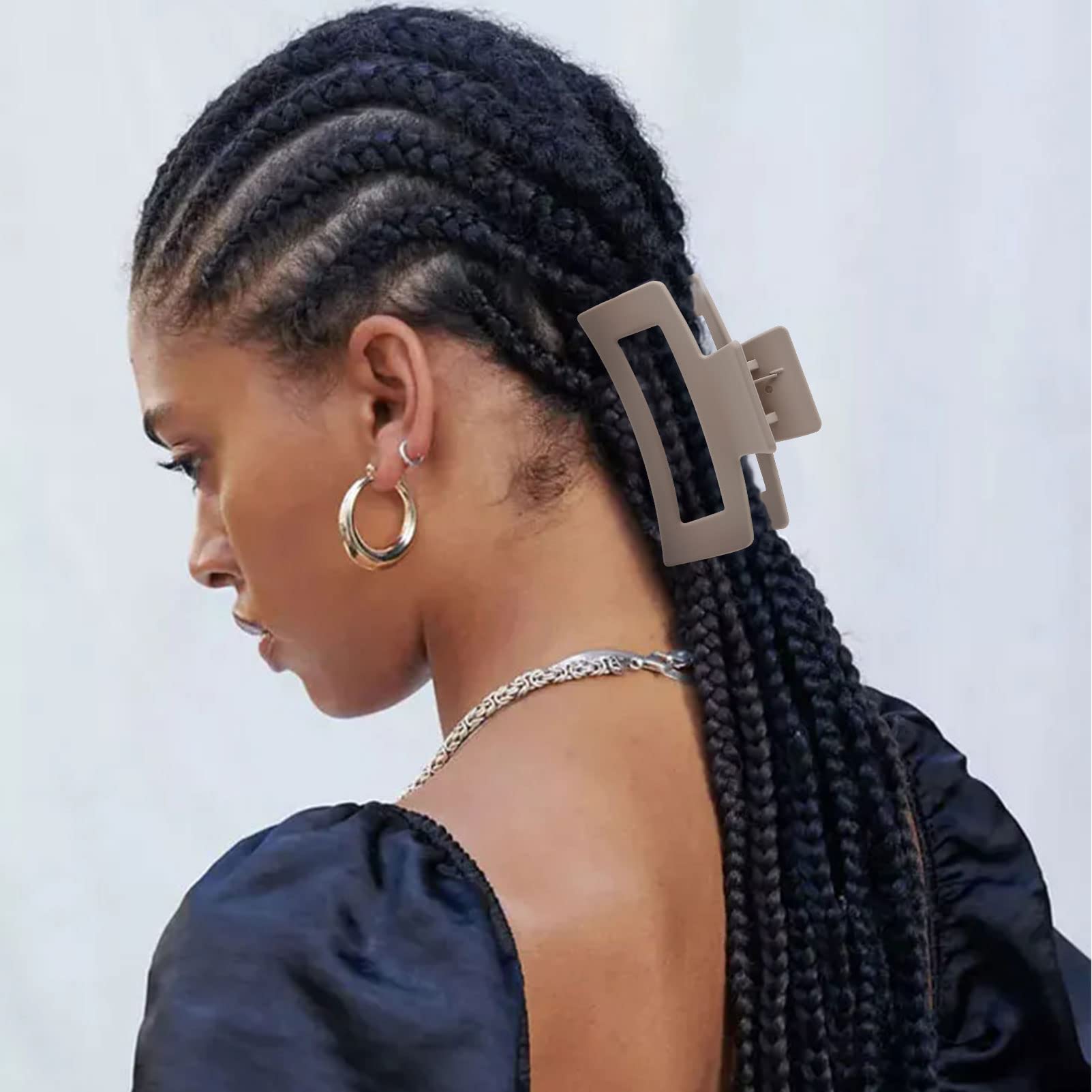 6 PCS Hair Claw Clips, Square Hair Clip for Women Girls, 3.5ββ Neutral Colors Rectangular Claw for Thick Thin Hair, Medium Matte Strong Hold Non-slip Jaw Clips