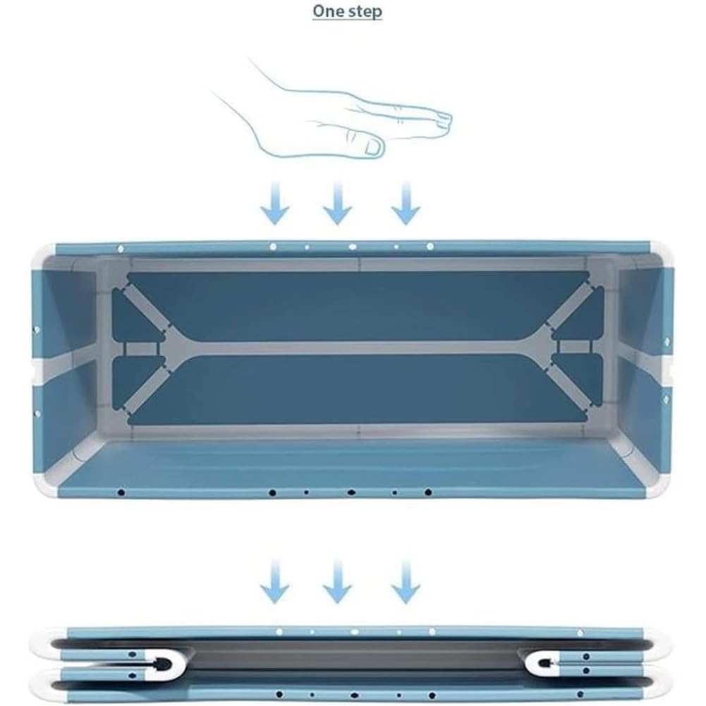 MegLob Lightweight Foldable Bathtub, Foldable Collapsible Bathtub Portable Bathtub Adult, Large Foldable Soaking Freestanding Bathtub with Lids, Ideal for Hot Bath Ice Bath for RV,Blue