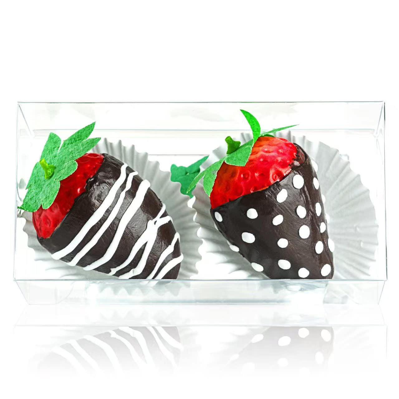RomanticBaking 50Pack 4 1/2" x 2 1/4"x 2" Clear Chocolate Covered Strawberries Boxes for 2 Macaron Boxes for 4 Bakery Boxes Small Treat Boxes for Wedding Birthday Party