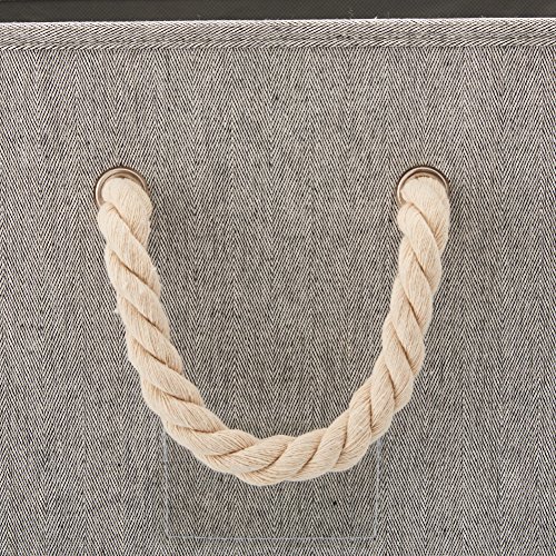 EZOWare Set of 3 Storage Baskets Cubes Bins with Cotton Rope Handle, Collapsible Boxes Organizer Container - Gray for Nursery toys Household items -13inch