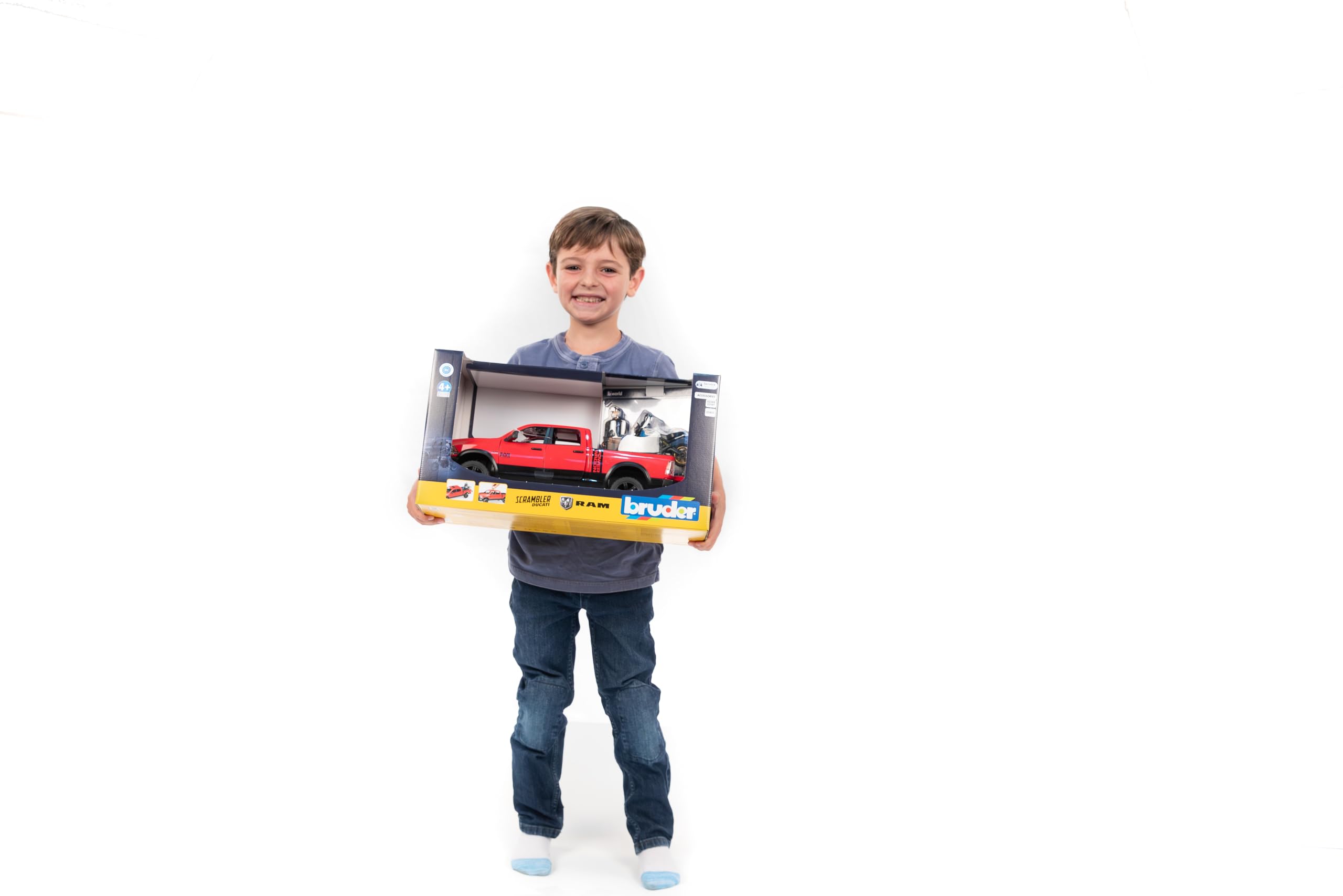 bruder Ram 2502 Power Wagon with Ducati Scrambler Desert Sled and Driver Vehicles Toy