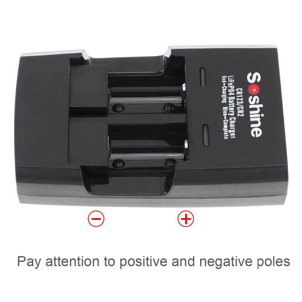 Soshine CR2 RCR123A Battery Charger for RCR123 16340 CR2 15270 LiFePO4 Battery 3V Rechargeable Batteries (Charger)