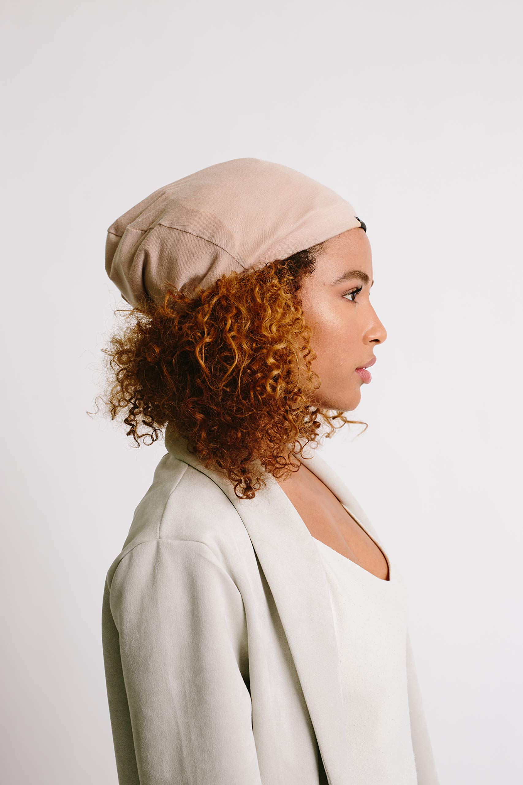 Grace Eleyae Women's Sleep Cap Slap Silky Sleeping Stylish Beanie Hat Premium Quality Head Cover for Curly Hair Soft & Smooth (Walnut)