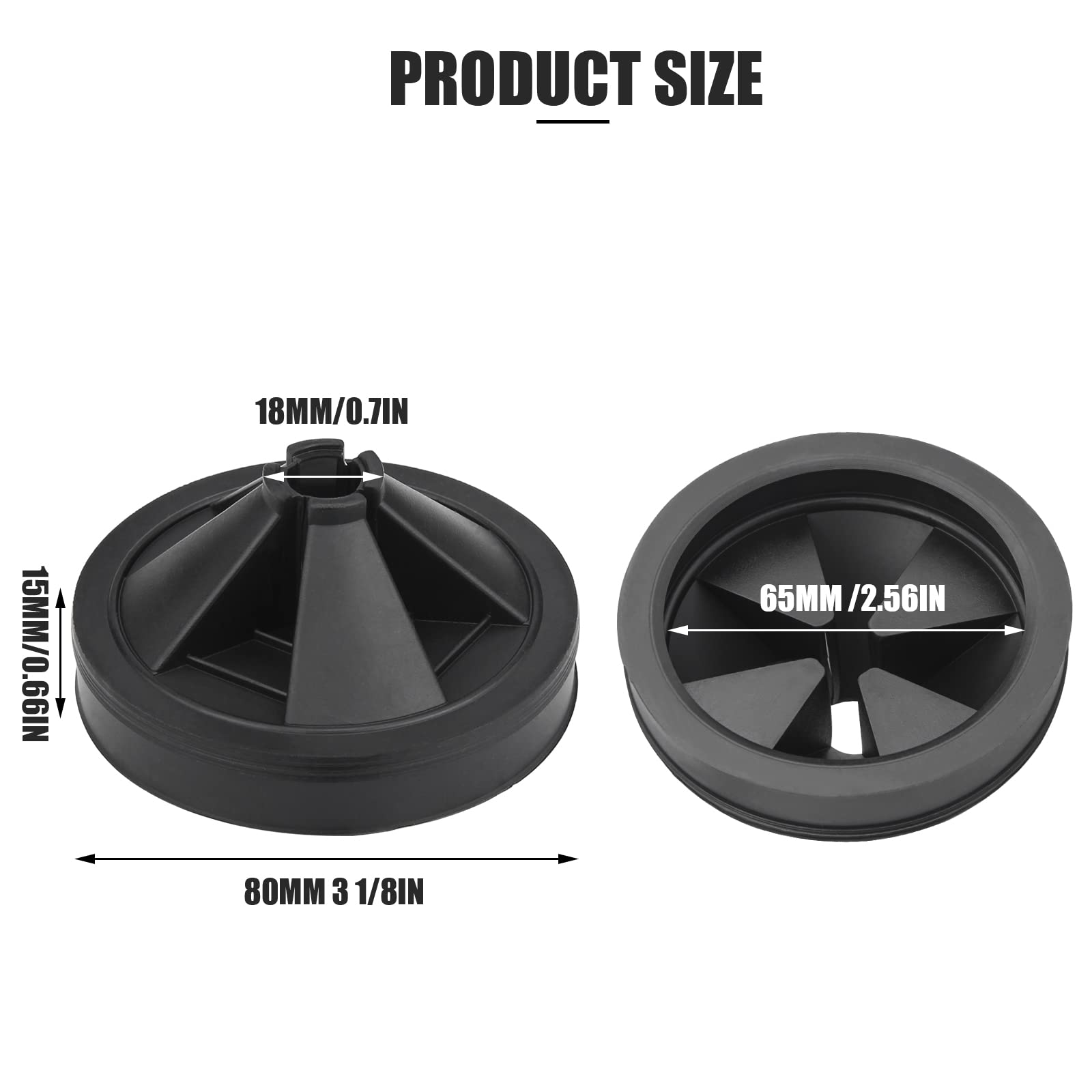 Garbage Disposal Splash Guards, 2-Pack 3 1/8" Sink Baffle Food Waste Disposer Drain Splash Guard Collar Quiet Collar Cover EPDM Rubber Drain Plugs Insert Parts for Waste King, Whirlaway, GE Disposer