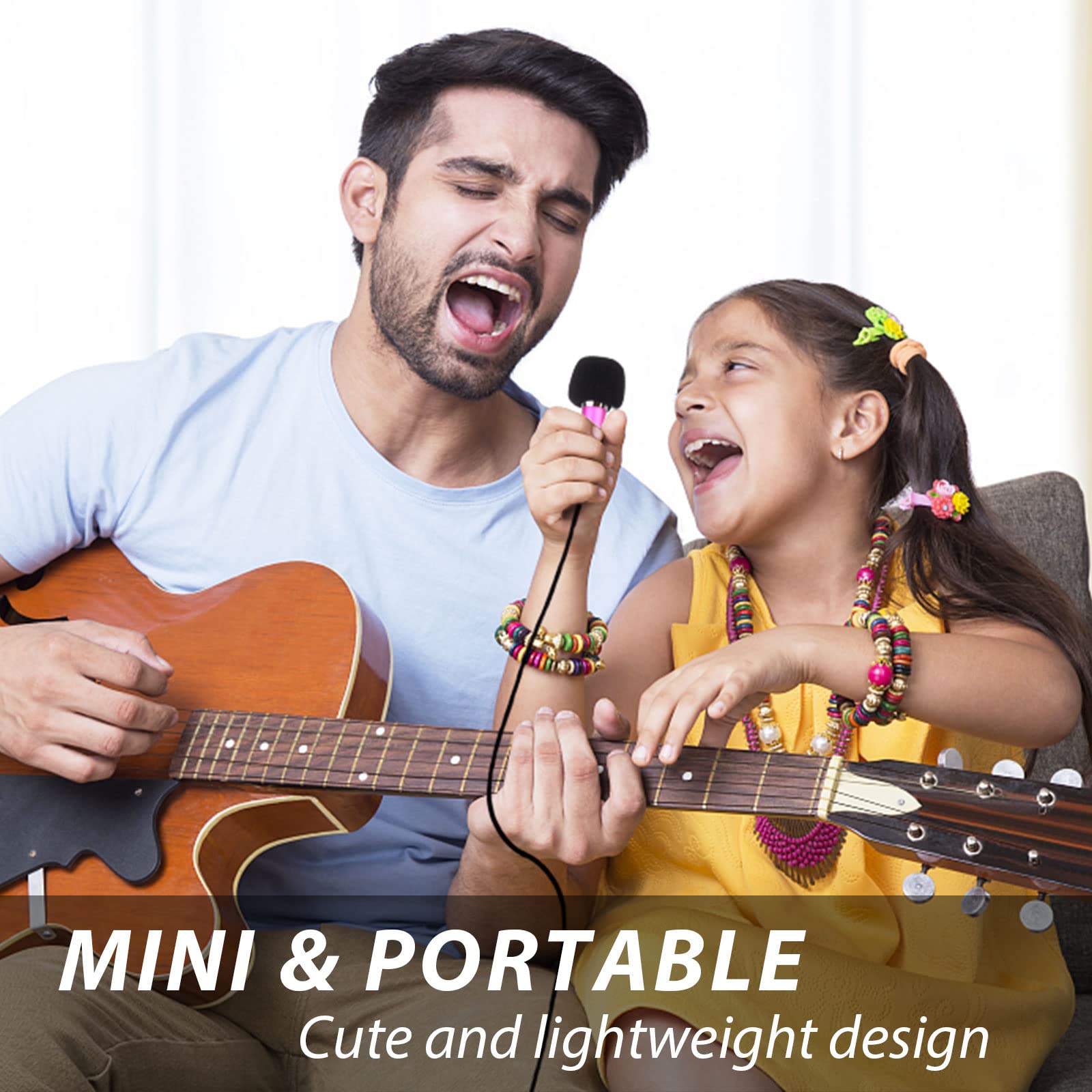 4-Piece Mini Microphone Tiny Microphone Mini Mic for Recording Voice and Singing on iPhone, Android Phones or Tablet, Metal, with 113 cm Cord, 3.5 mm Input (Rose Gold, Rose red, Silver, Blue)