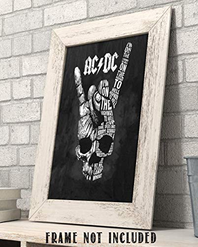 AC/DC Band - Highway To Hell, Iconic Rock Band Song Print, Music Wall Art Decor For Music Room Decor, Studio Decor, Office Decor, Man Cave & Living Room Decor, Unframed Wall Print - 8x10"