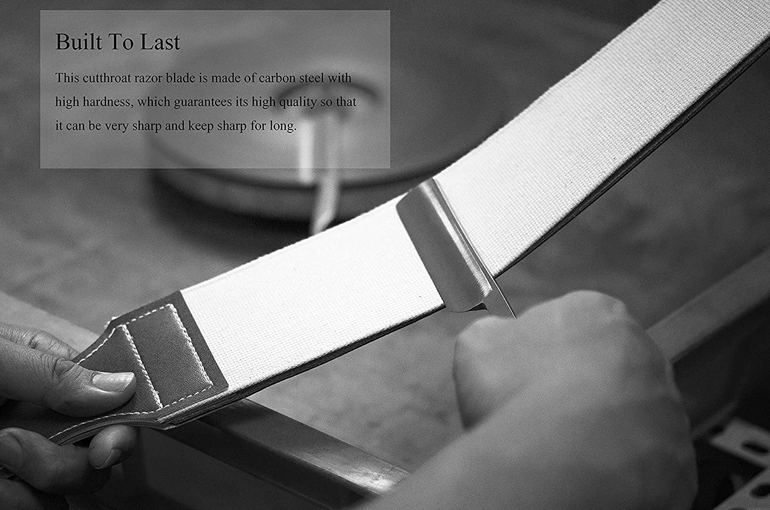 Grandslam Pro Natural Wooden Handle 420 Stainless Steel Straight Razor with Premium Leather Strop,Straight Razor Shaving Kit for Men,2 Layers Leather Canvas Strop Sharpening Strop Brown