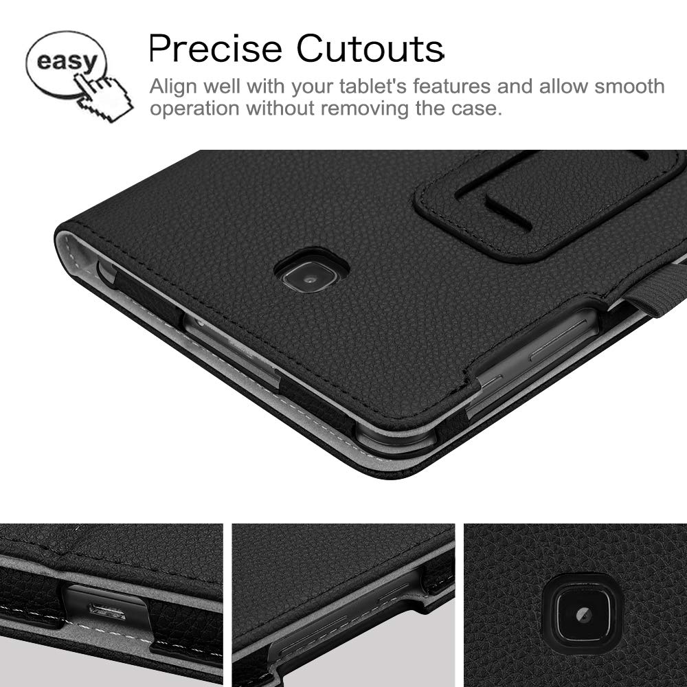 Fintie Folio Case for Samsung Galaxy Tab A 8.0 2018 Model SM-T387, Slim Fit Premium Vegan Leather Stand Cover, Black