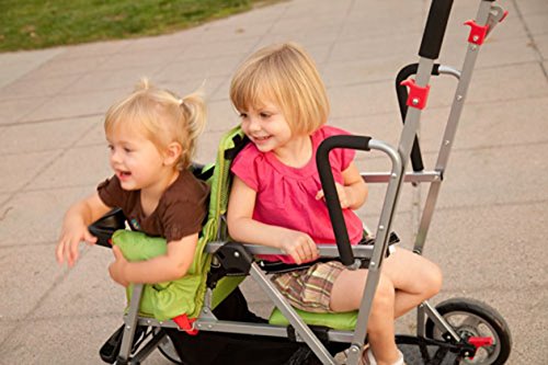 Joovy Caboose Sit and Stand Double Stroller with Rear Bench and Standing Platform, 3-Way Reclining Seats, Optional Rear Seat, and Universal Car Seat Adapter (Amber)