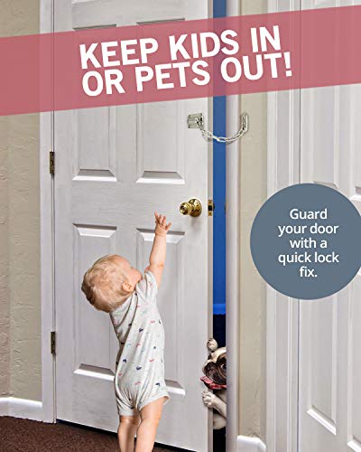 Jack N’ Drill Chain Door Guard with Lock - 2 Pack Chain Lock Door Guard, Sturdy & Rust-Resistant Steel Chain Locks for Inside Door and Extra Front Door Lock, 100% Child Safe (Silver Satin Nickel)
