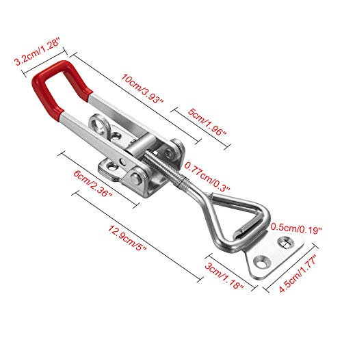Accessbuy Heavy Duty Adjustable Toggle Latch Clamp With Lock Hole 300Kg 660Lbs Holding Capacity (7.5inch(2pak)) Silver