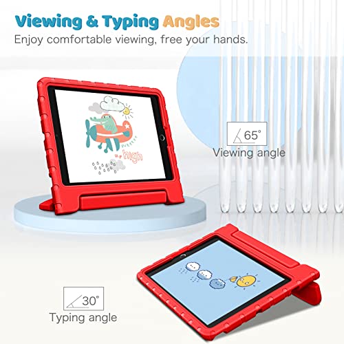 Fintie Kids Case for iPad 9th / 8th / 7th Generation (2021/2020 / 2019) 10.2 Inch - Shockproof Light Weight Handle Stand Case, Also Fit iPad Air 3 10.5" (2019) / Pro 10.5" (2017), Red