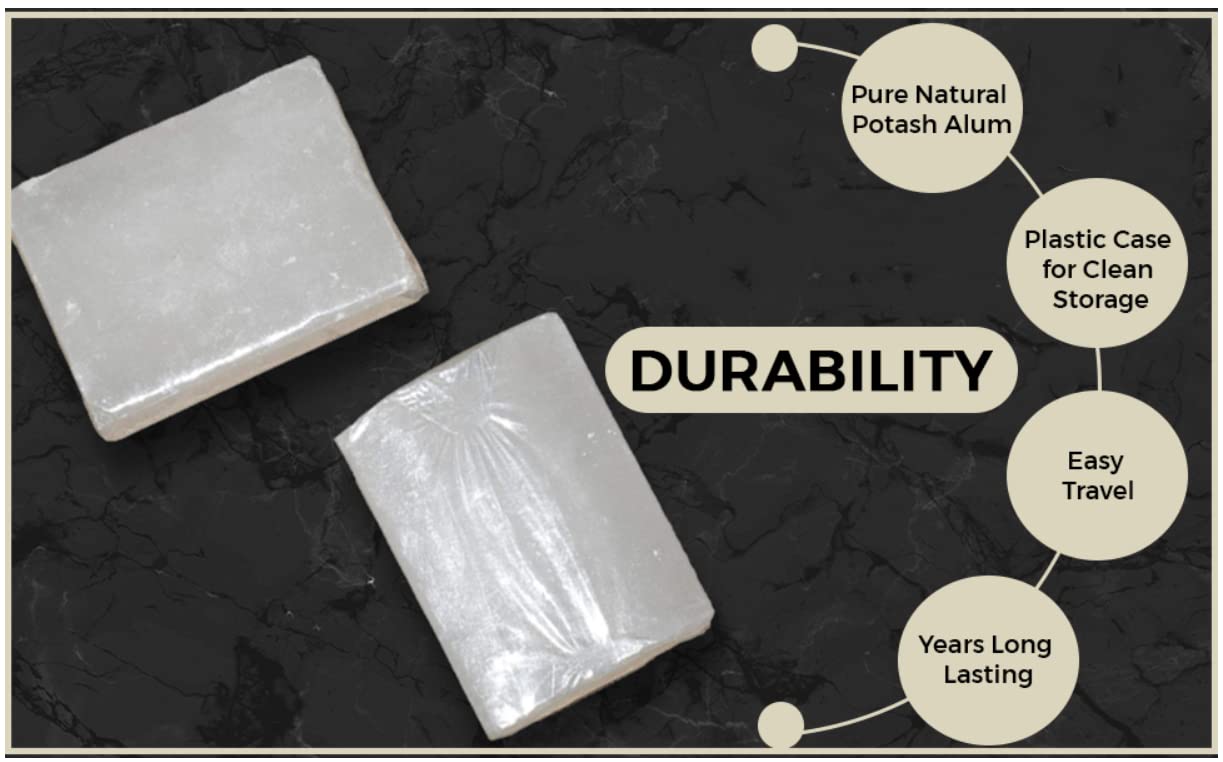 G.B.S Alum Block Bar Travel Cases, Pack of 3 (100 Grams Per Bar) Potassium Shaving Alum After Shave Soothing Razor Burn Relief