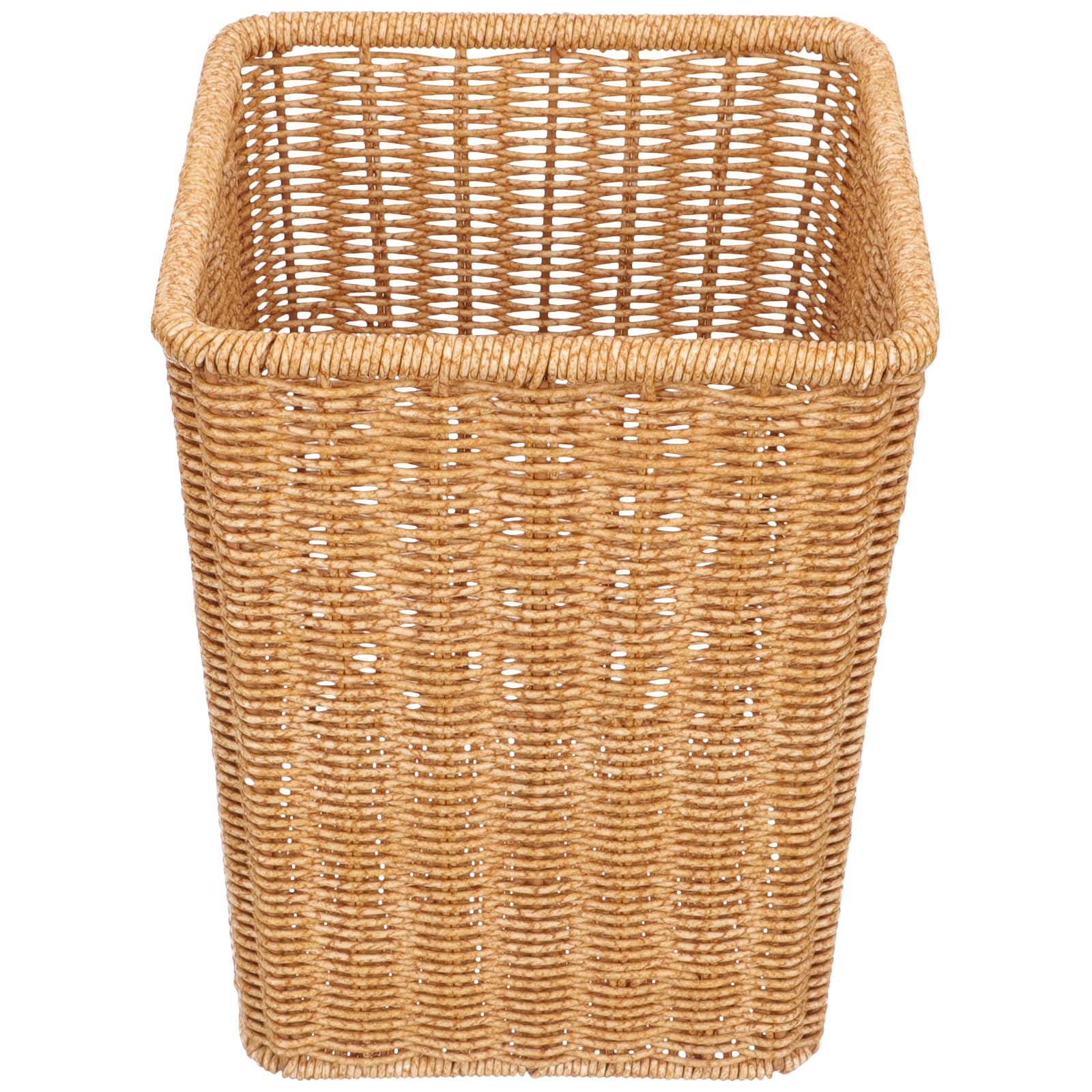 Amosfun Rattan Trash Can Wicker Desktop Organiser Basket Home Bathroom Laundry Hampers 10.8 Inch Tall
