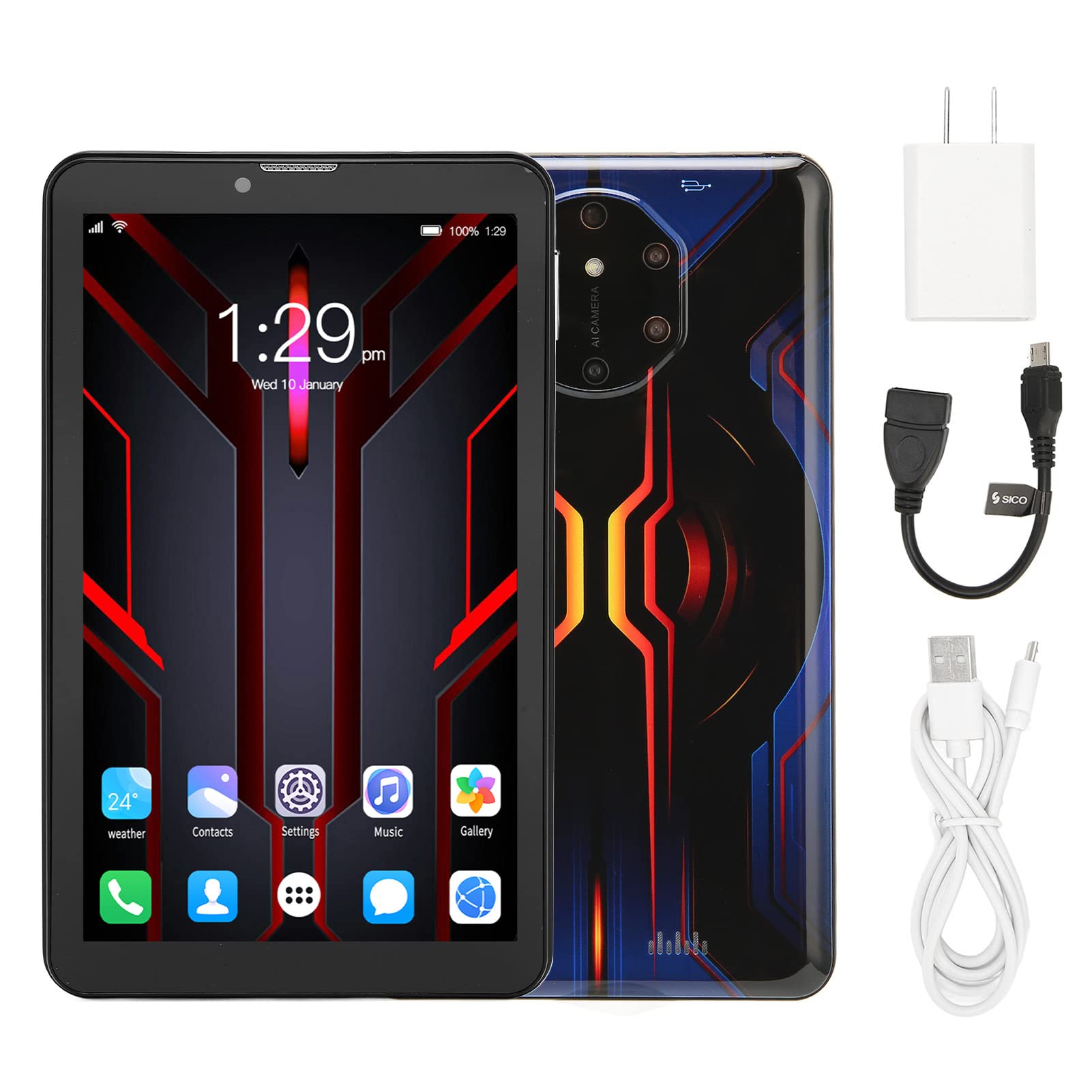 7 Inch Calling Tablet, Anti Blue Light Dazzling Orange HD Tablet Octa Core 1960x1080 for 10.0 US Plug