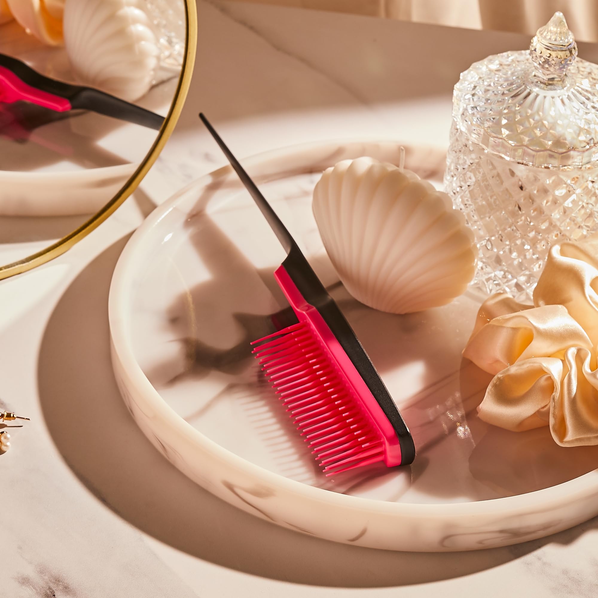 Tangle Teezer Ultimate Teaser Back Combing Brush, Adds Texture and Volume, for All Hair Types, Pink Embrace