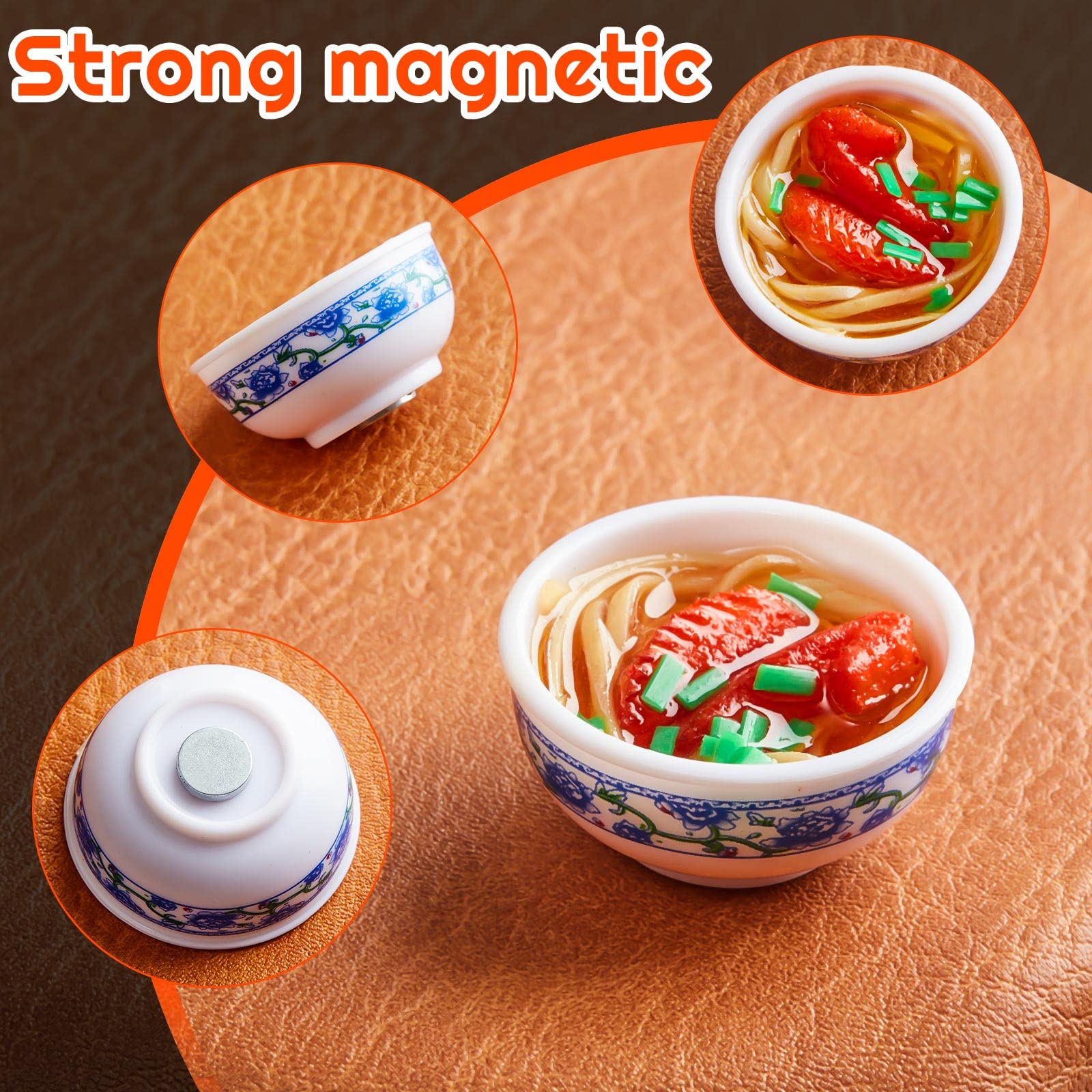 8 Pcs Cute Magnets Funny Fridge Magnets Anime Ramen Fridge Magnet 3D PVC Food Magnets Decorative for Kitchen Office Whiteboards Locker Photo Menu Board Home Map Decoration