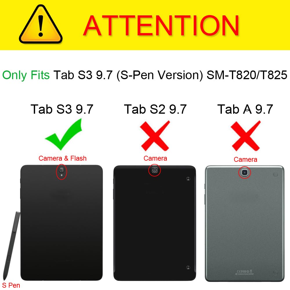 Fintie Slim Shell Case for Samsung Galaxy Tab S3 9.7, Super Slim Lightweight Stand Case with S Pen Protective Holder Auto Sleep/Wake for Tab S3 9.7 (SM-T820/T825/T827) 2017 Release, Black