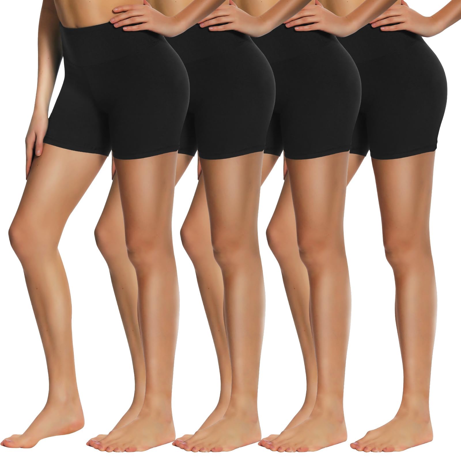 4 Pack Biker Shorts for Women – 5" High Waisted Stretch Spandex Workout Shorts for Summer Yoga Running Athletic
