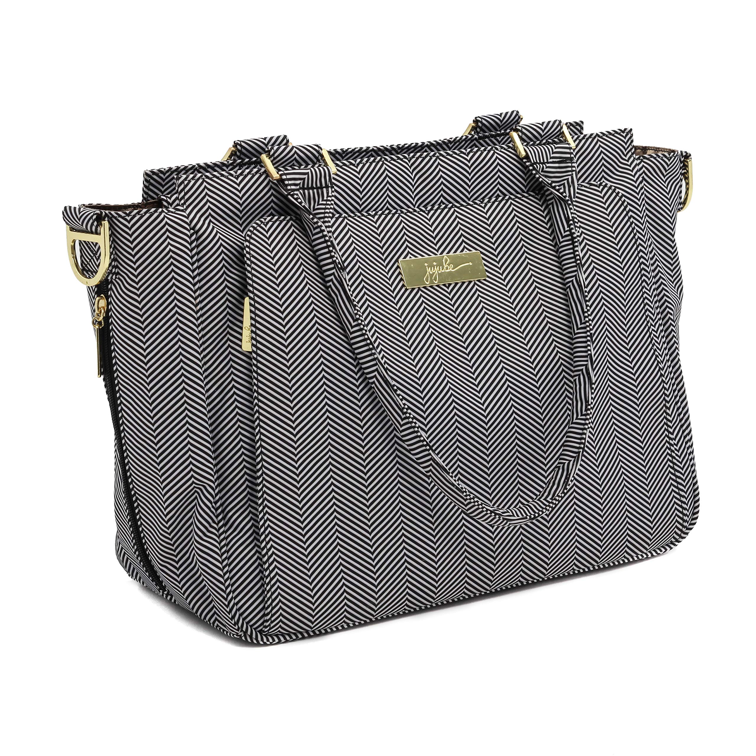 JuJuBe Be Classy Structured Multi-Functional Multi-Functional Diaper Bag/Purse, Legacy Collection - The Queen of the Nile - Black/White Chevron