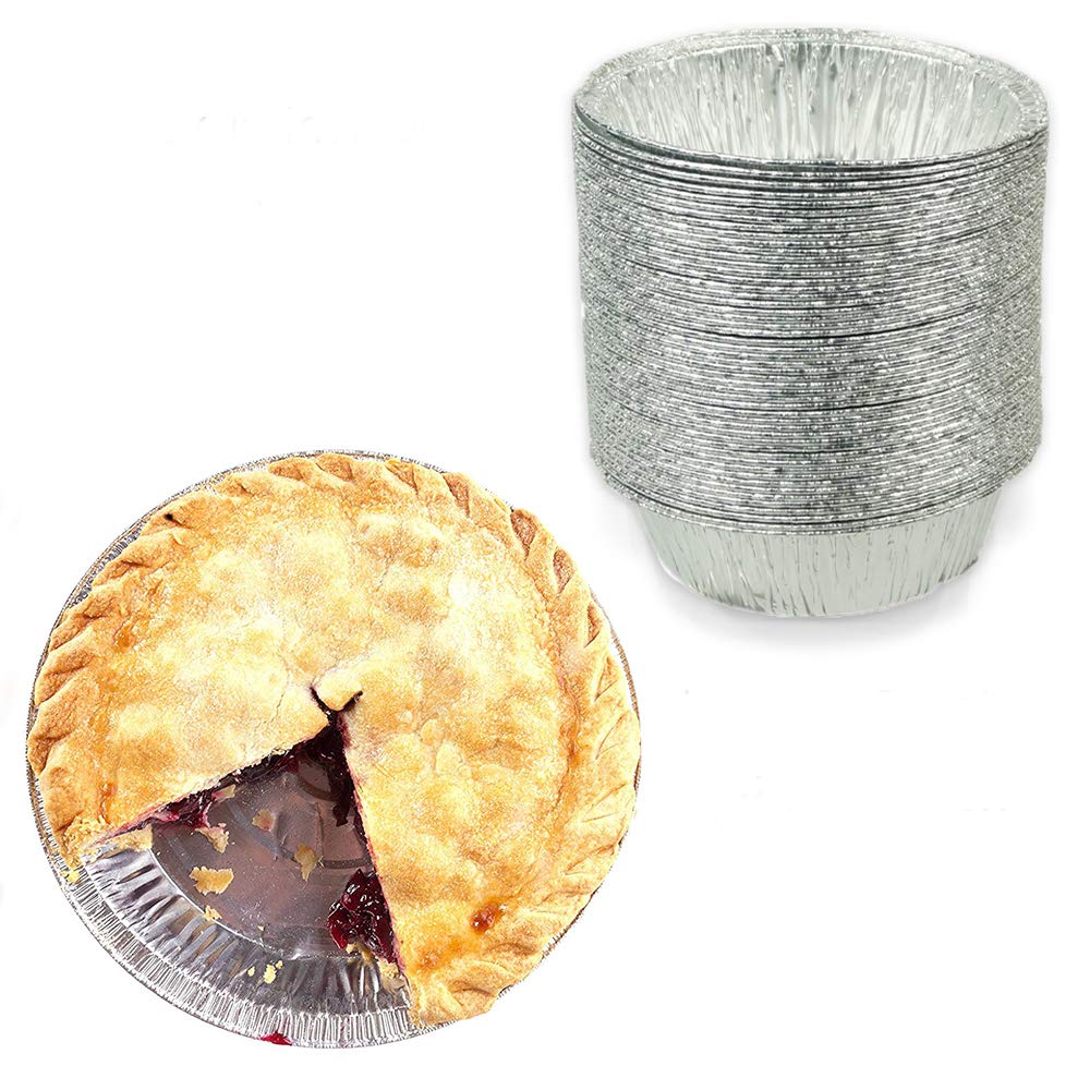 4“ Round Tart/Small Pie Tin Foil Pans - Freezer & Oven Safe Disposable Aluminum - For Baking, Cooking, Storage & Reheating - Pack of 50