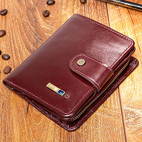 Anti-Lost Bluetooth Wallets Tracker Wallet Position Record Via Phone GPS Mens Wallets Bifold Leather