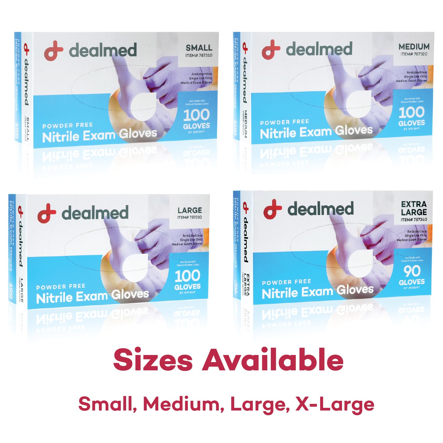 Dealmed Nitrile Medical Exam Gloves, Disposable Latex Free, Large, 1000 ct. (Pack of 10)