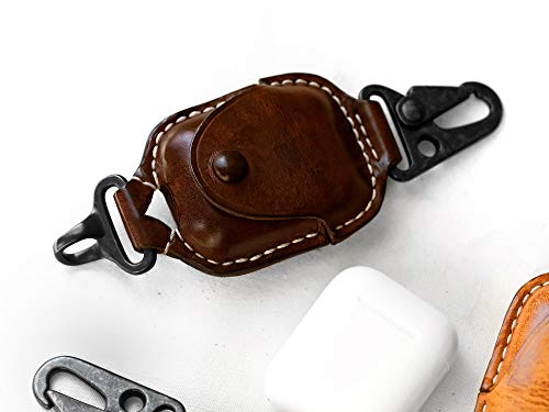 TOPHOME AirPods Case, Premium Leather Cover for Airpods 2 & 1 Cases with Fine Copper Carabiner/Earbuds Accessories (Coffee,1 Piece)