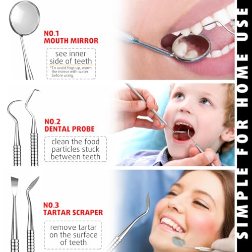 G.CATACC Dental Tools, Plaque Remover for Teeth, Metal Dental Pick Teeth Cleaning Tools Kit, Stainless Steel Oral Care Dental Hygiene Kit with Tooth Scraper Plaque Tartar Remover - with Case