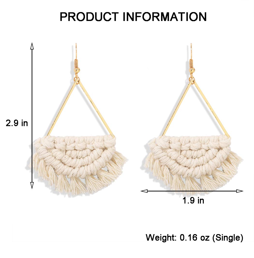 Bohemian Handmade Fringe Tassel Dangle Drop Statement Earrings for Women (Green)