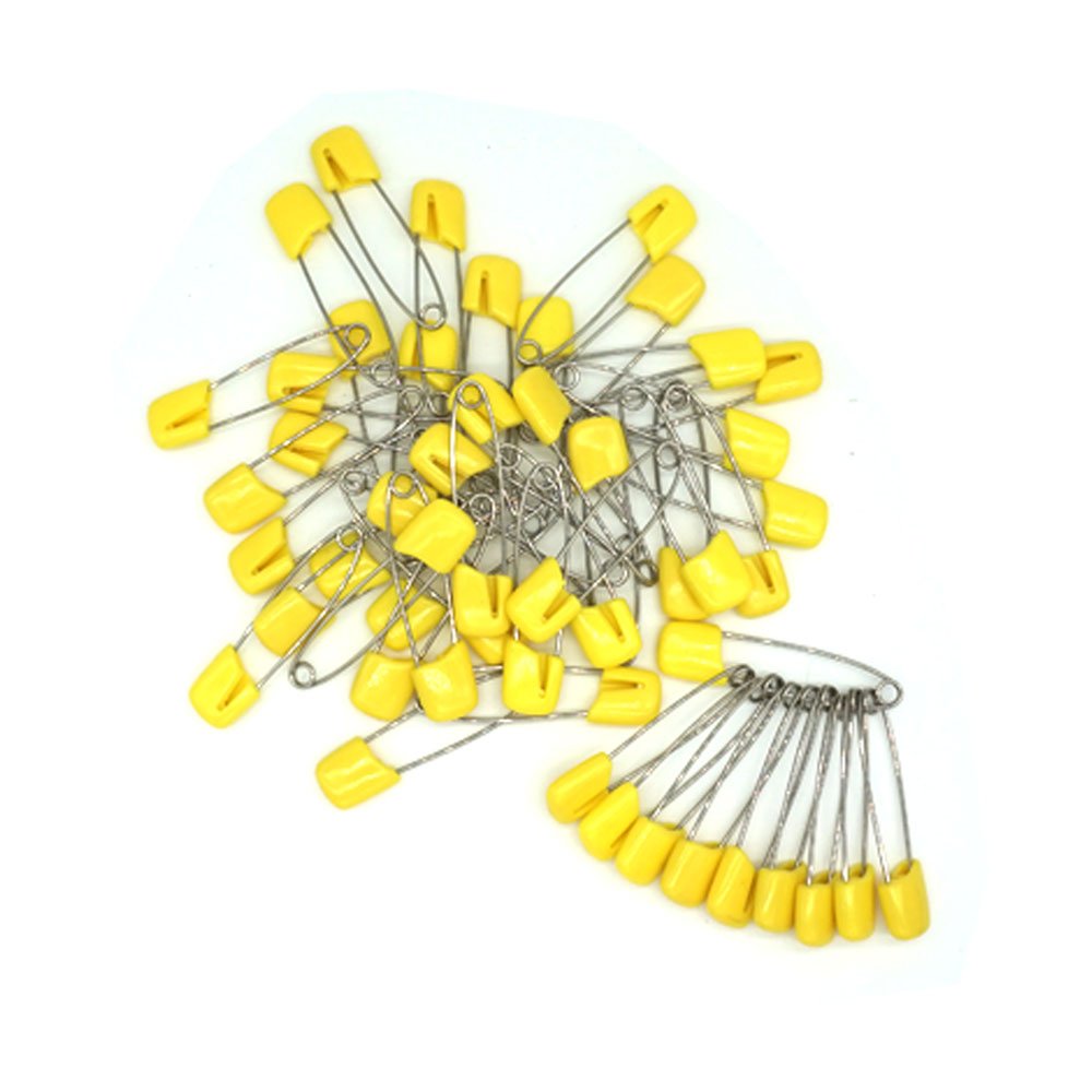 GTONEE Baby Safety Pins Secure Clips for Fastening Baby Clothes Diaper Napkins 50pcs 60PCS 30PCS (Yellow, 50 pcs)